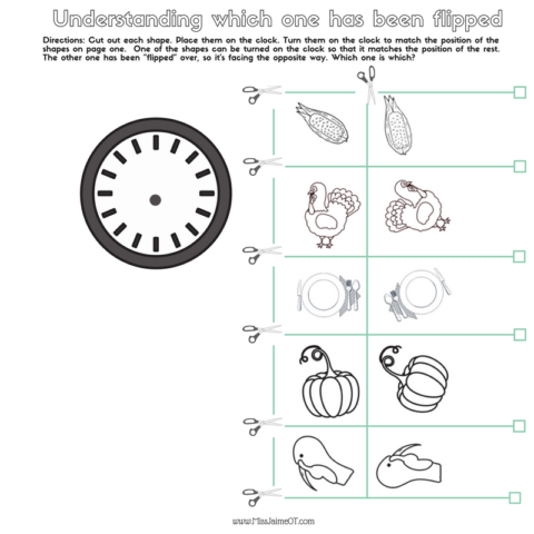 Thanksgiving Visual Perception Worksheet - Rotation skills